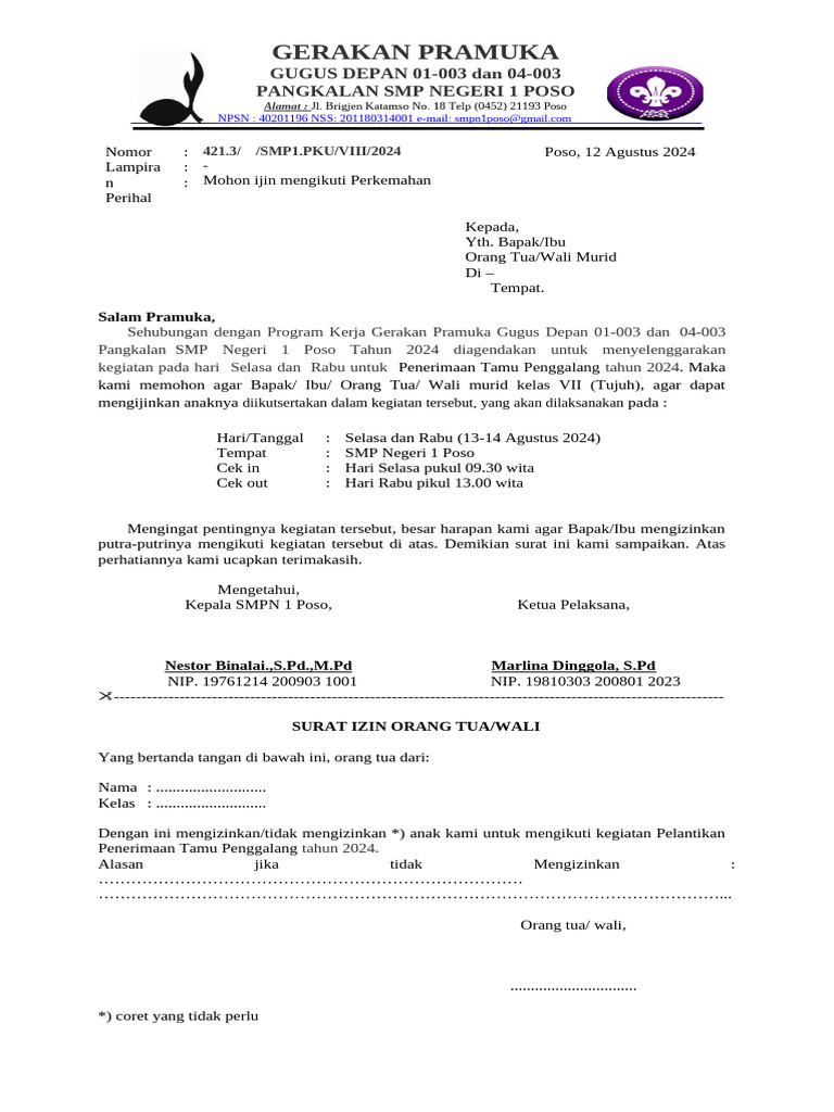 Surat Izin Pramuka | PDF