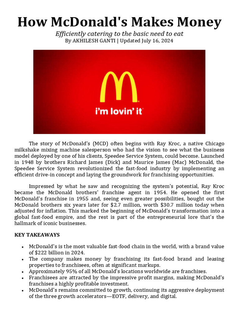 HOW MCDONALDS MAKE MONEY - Investopedia | PDF