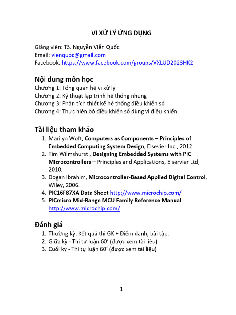 Bai Giang Vi Xu Ly Ung Dung Ch1 | PDF