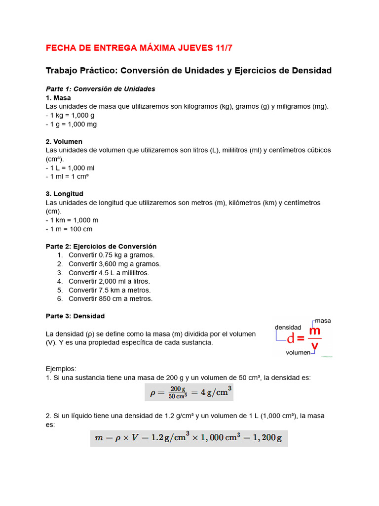 Trabajo Práctico Fisicoquimica - Conversión de Unidades y Ejercicios de ...