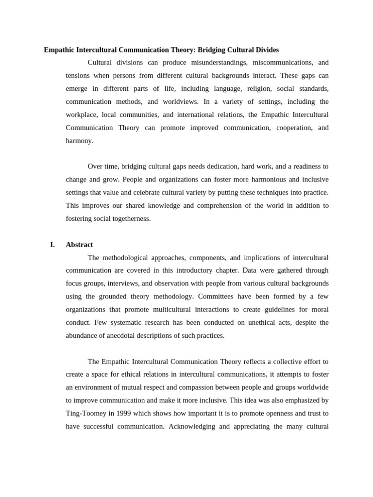 Empathic Intercultural Communication Theory: Bridging Cultural Divides ...