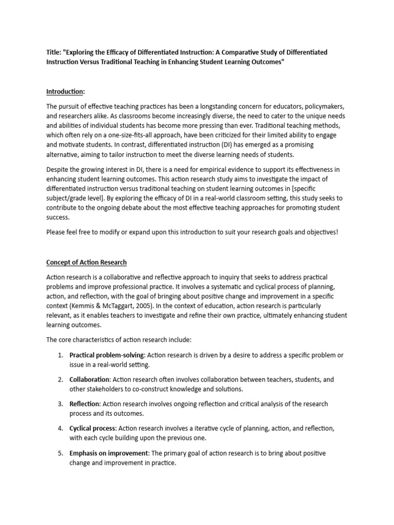 Differentiated Instruction Versus Traditional Teaching | PDF
