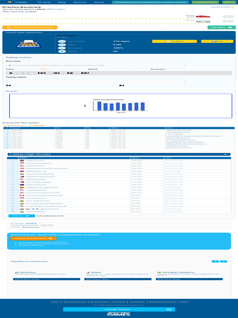 TypeRacer - Play Typing Games and Race Friends | PDF