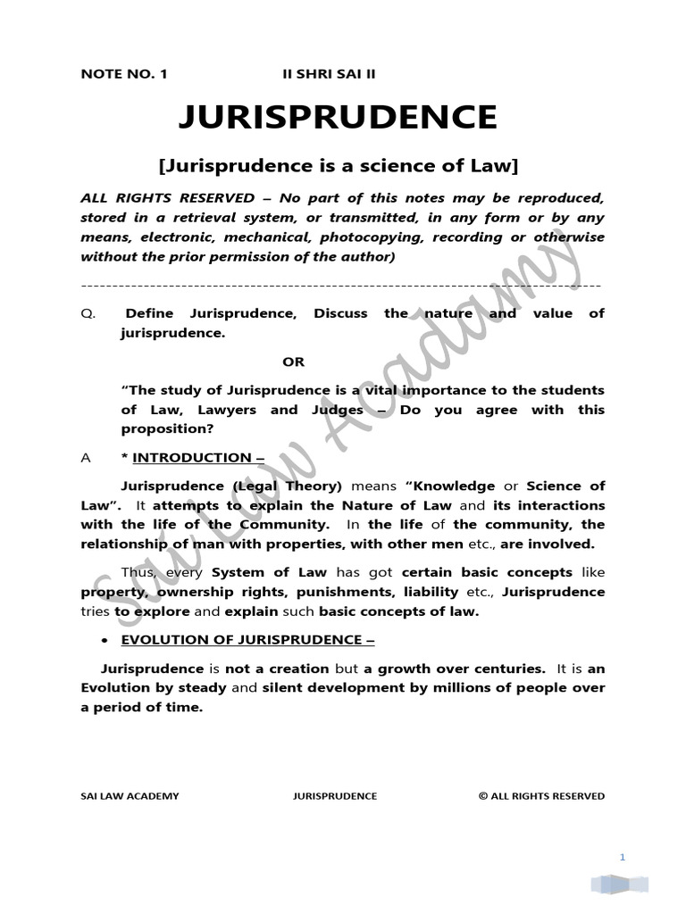 Understanding Jurisprudence: A Legal Overview | PDF | Jurisprudence ...