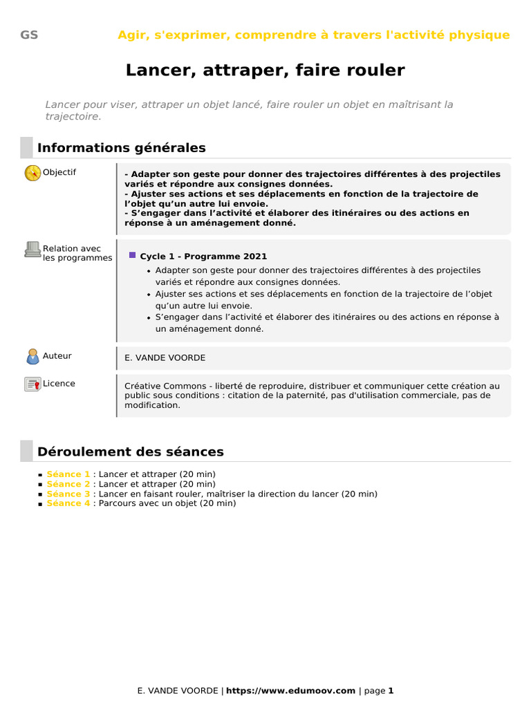 Lancer Attraper Faire Rouler | PDF