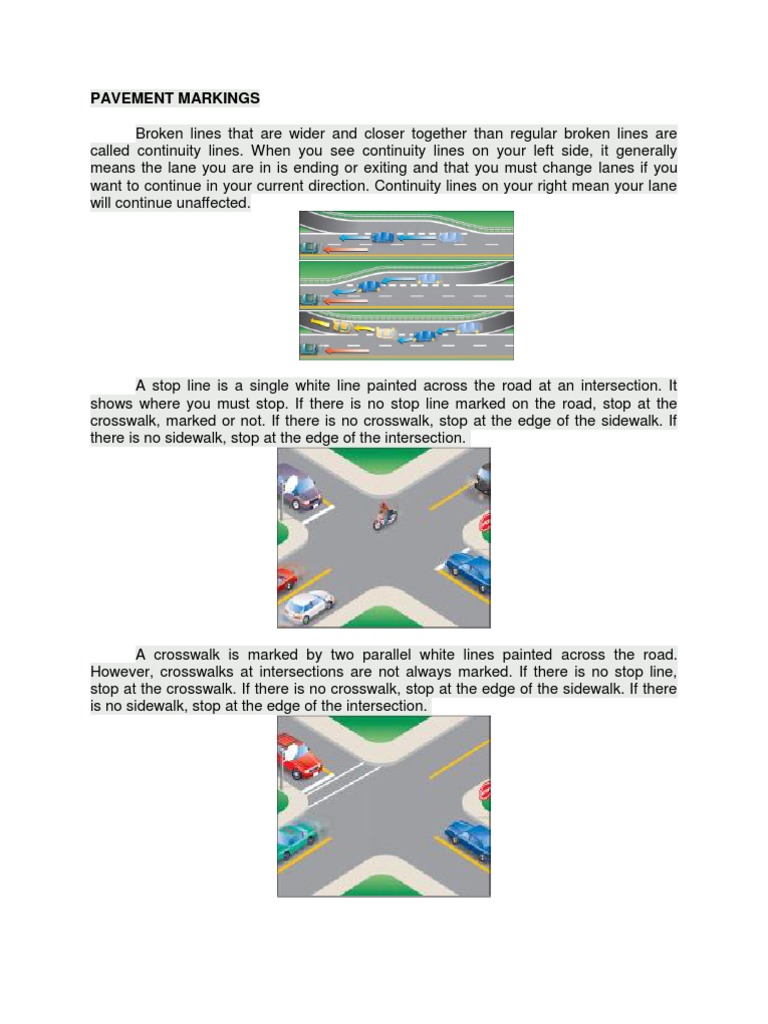 Pavement Markings | PDF | Traffic Light | Pedestrian Crossing