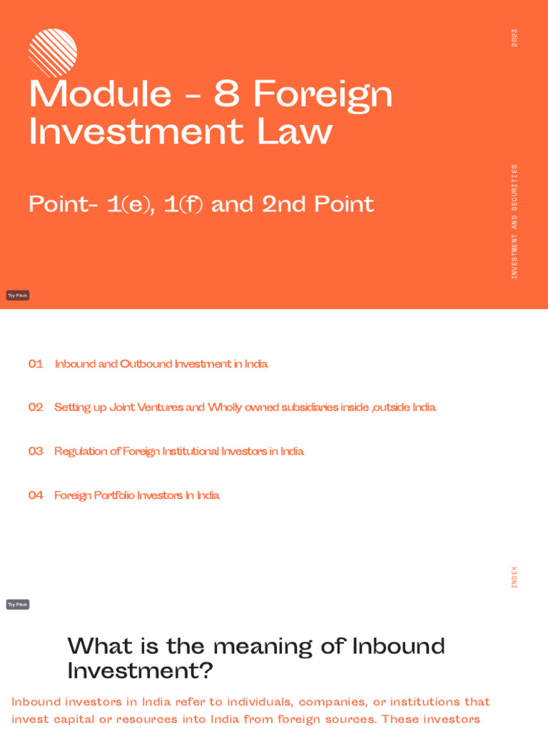 Foreign Investment Law in India 2023 | PDF | Foreign Direct Investment ...