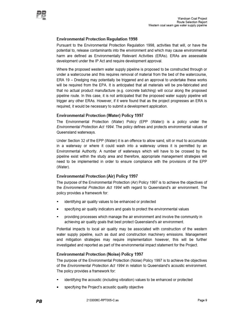 Environmental Protection Regulation 1998 | PDF