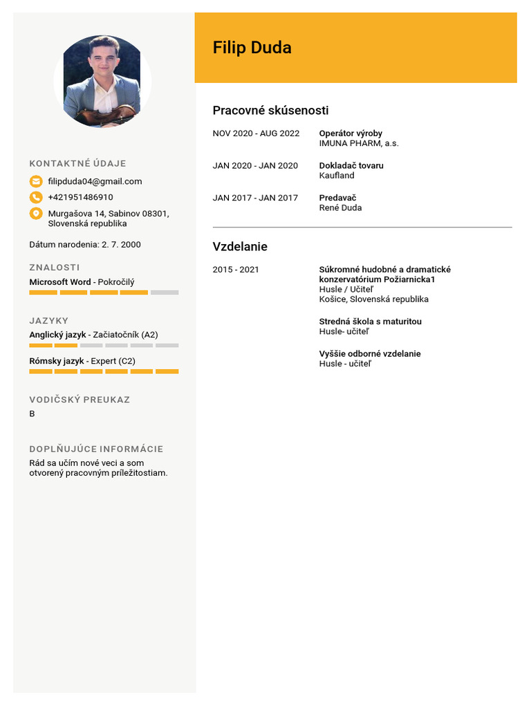 Filip Duda SK CV | PDF