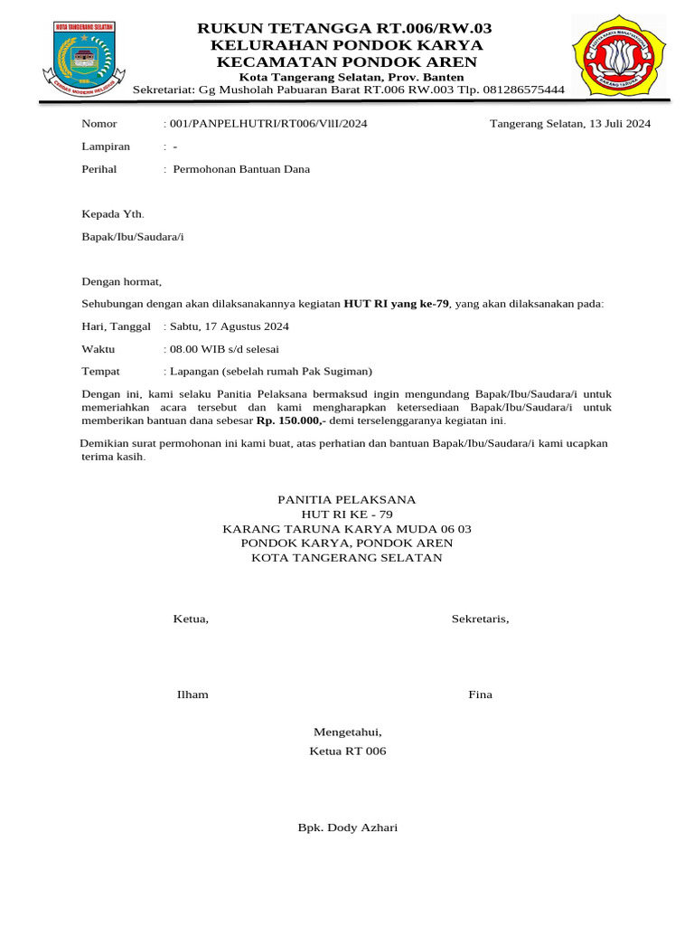 Edaran 17an Donatur 2024 | PDF