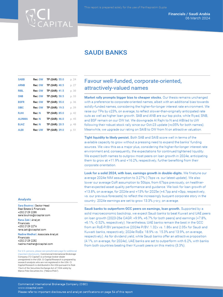 Saudi Banks 2024 03 06 | PDF