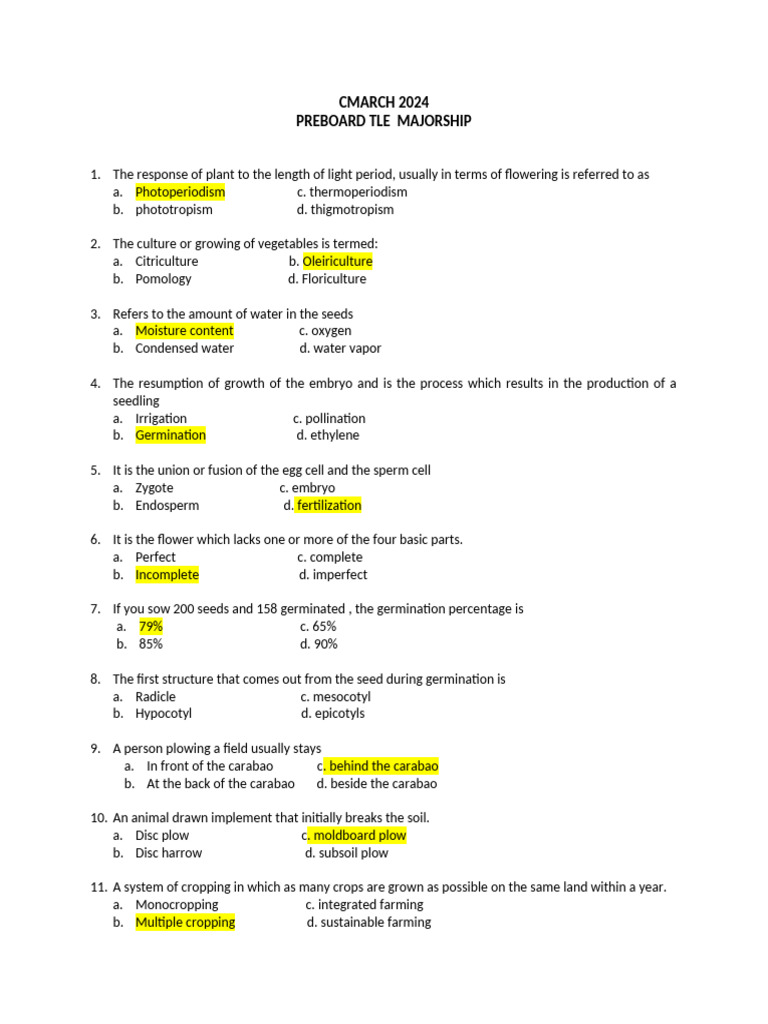 Tle Preboard Exam March 2023 1 | PDF