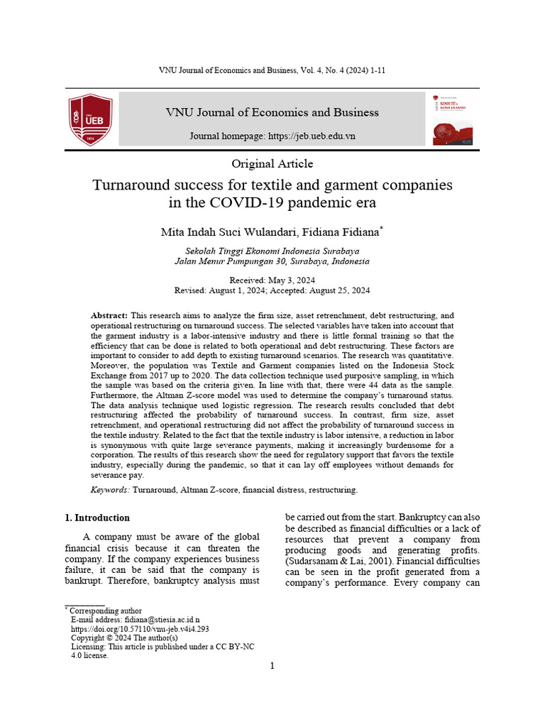Turnaround Success For Textile and Garment Companies in The COVID-19 ...