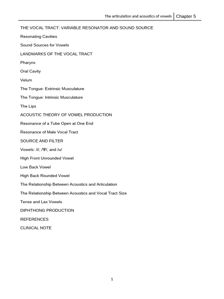 UNIT 5 - The Articulation & Acoustics of Vowels | PDF