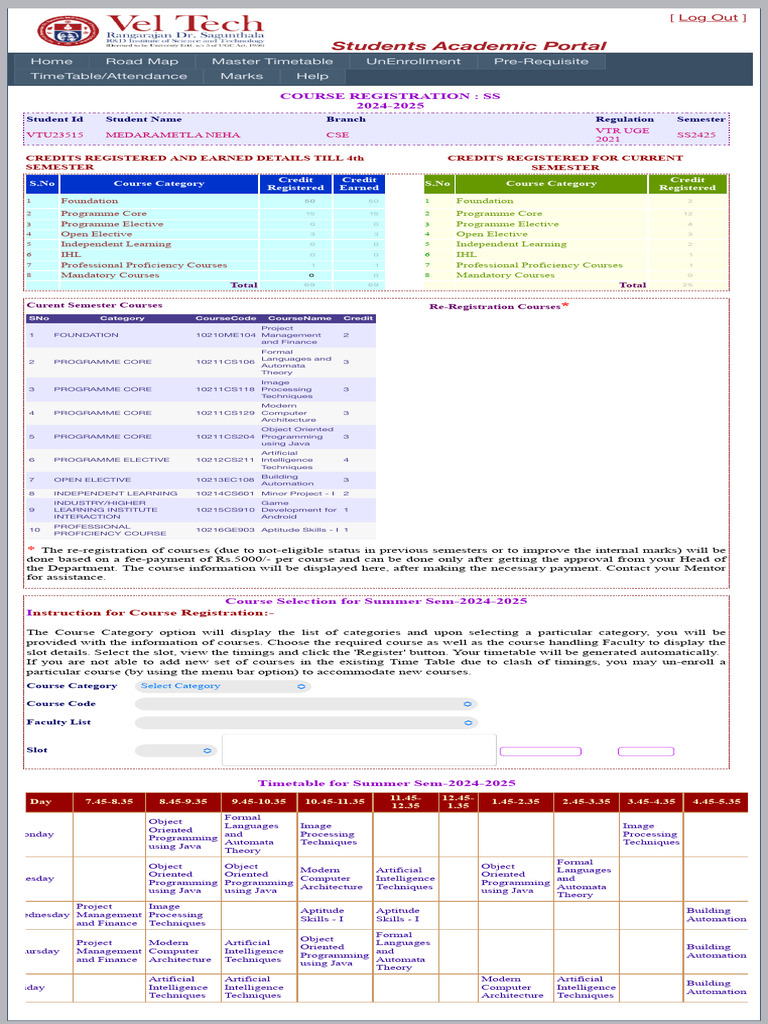 Httpams Veltech Edu InCourseEnrollment Aspx | PDF