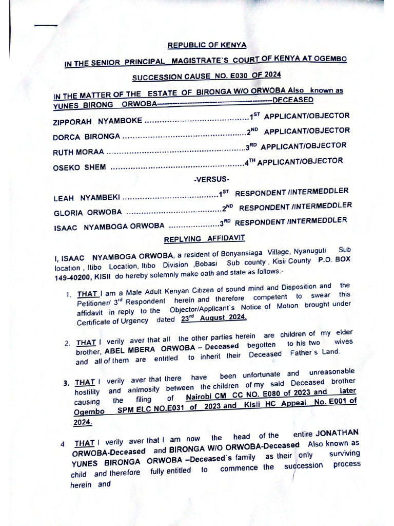 Ogembo Succ 30 of 2024 (2) | PDF