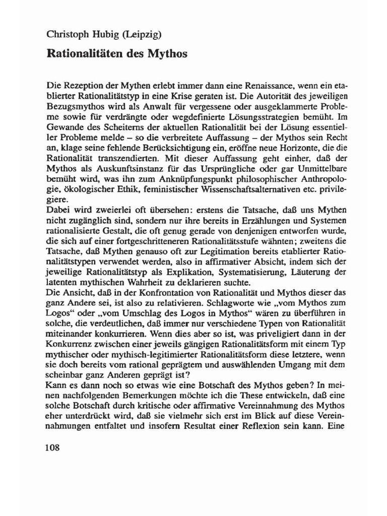 Rationalitäten Des Mythos - 8 | PDF