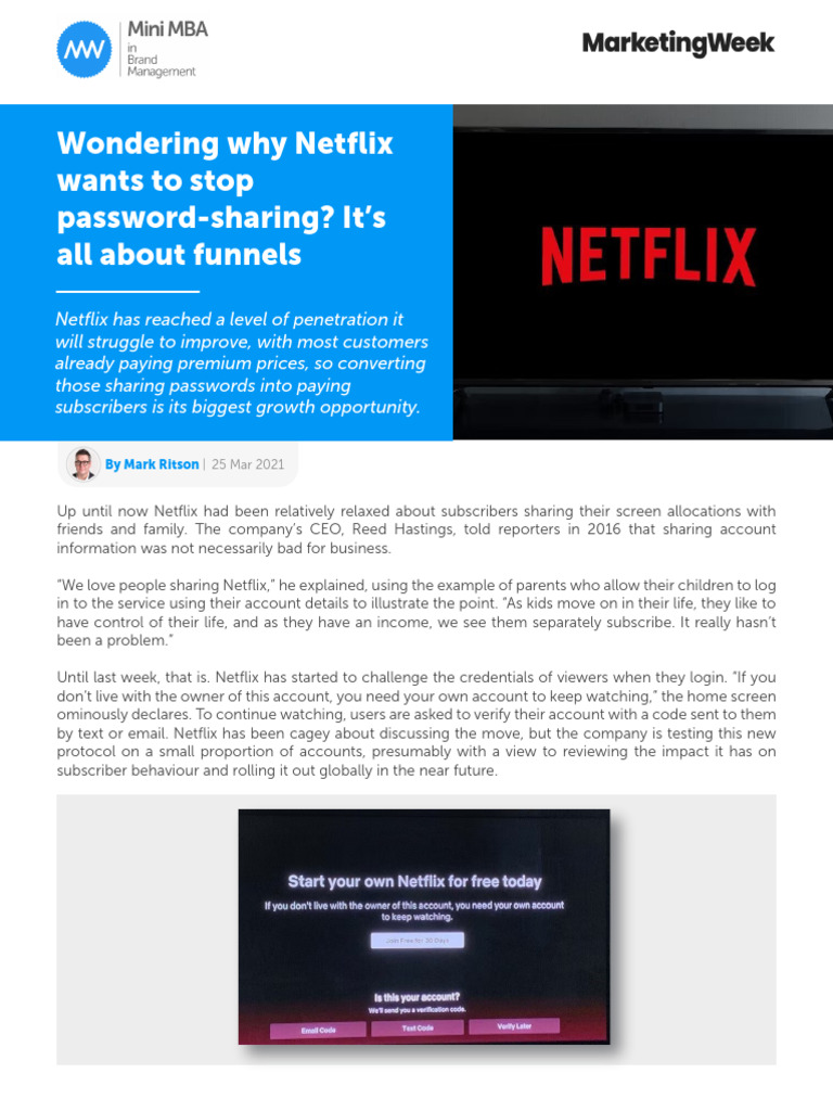 Ritson - Netflix's Funnel | PDF