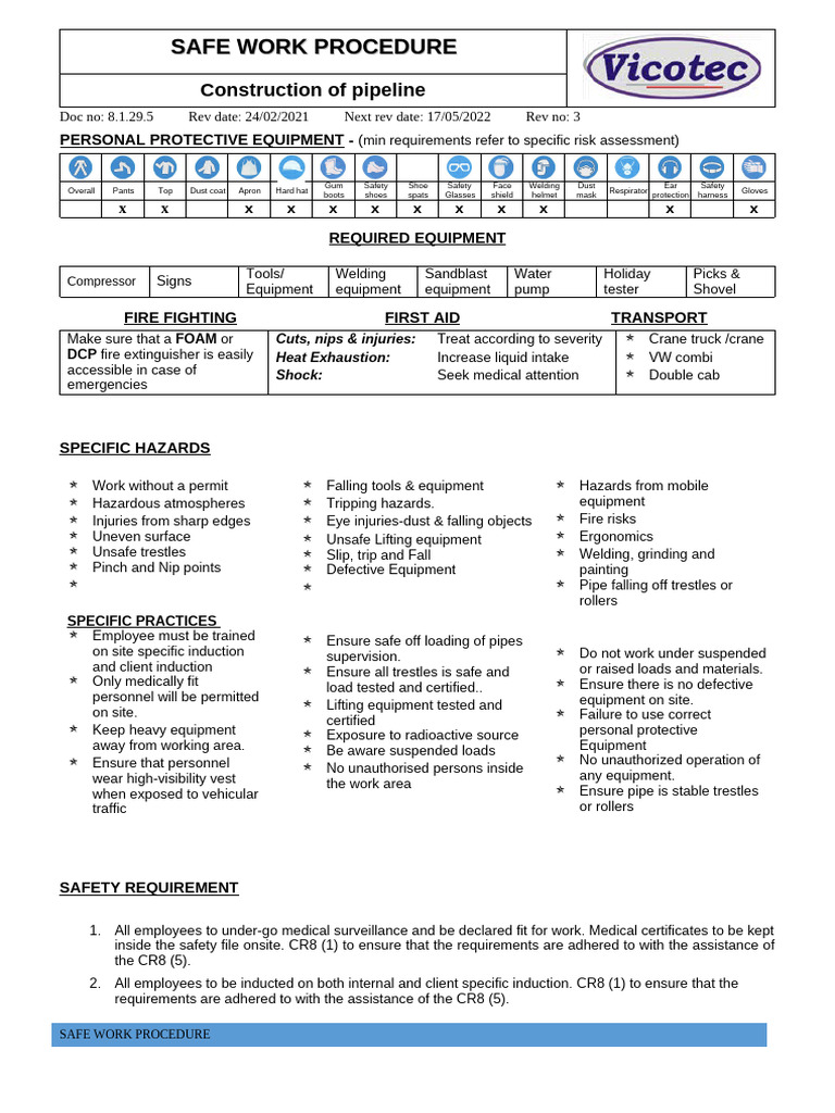 8.1.29.5 SWP Constrution of pipeline | PDF
