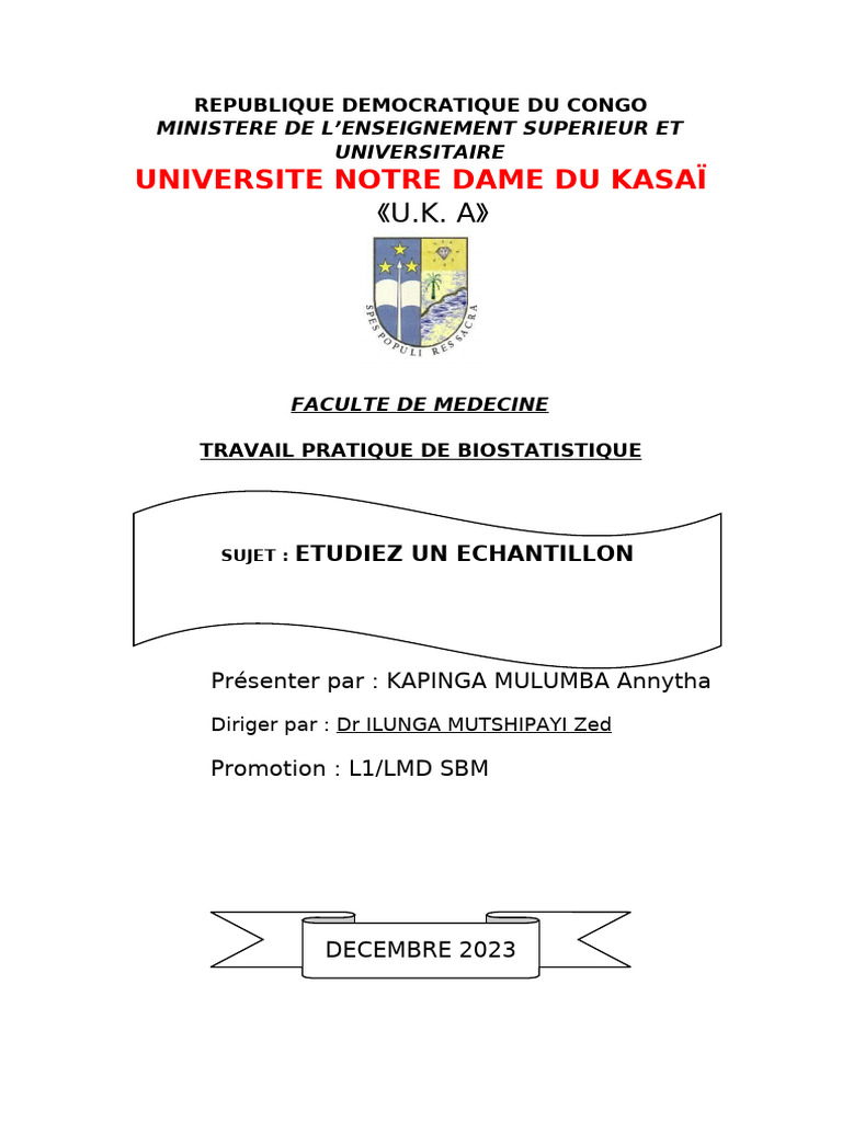 TP BIOSTAT Kapinga Mulumba | PDF