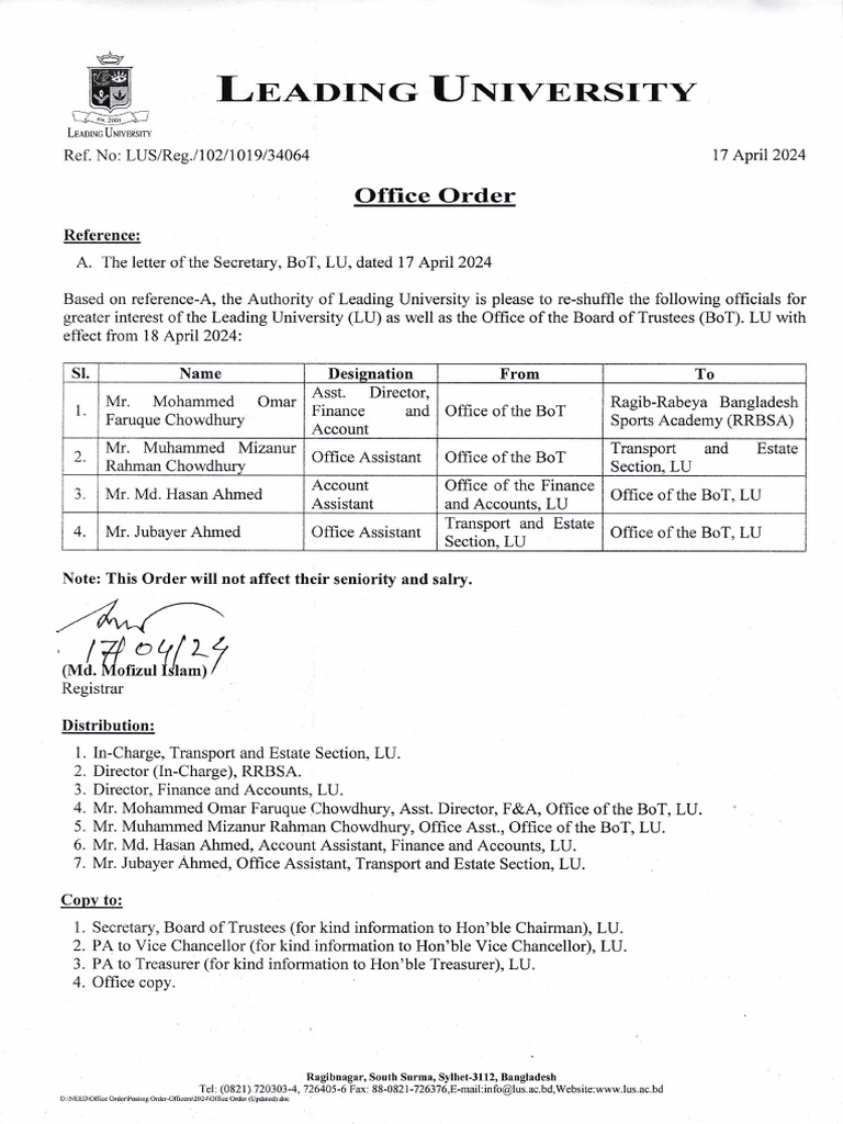 Office Order 17.04.2024 Final | PDF