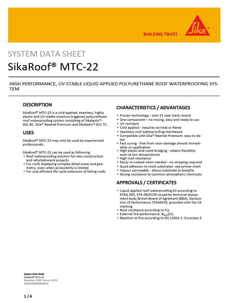 Sikaroof MTC 22 | PDF