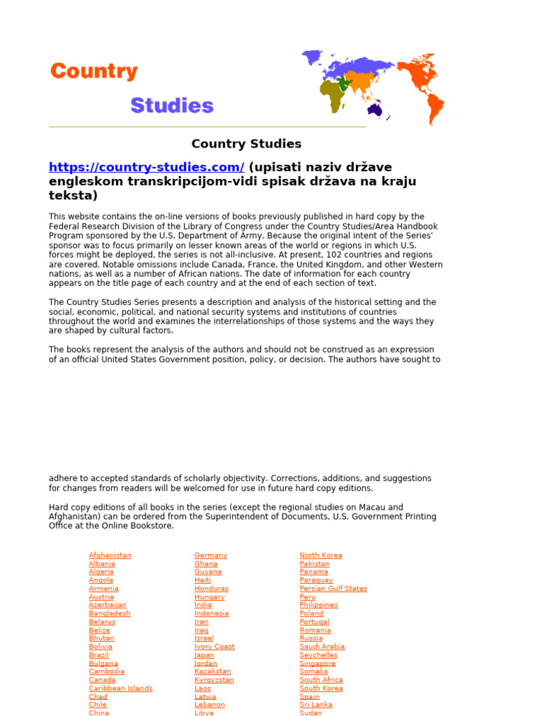 COUNTRY STUDIES - internet portal U.S. Department of Army | PDF