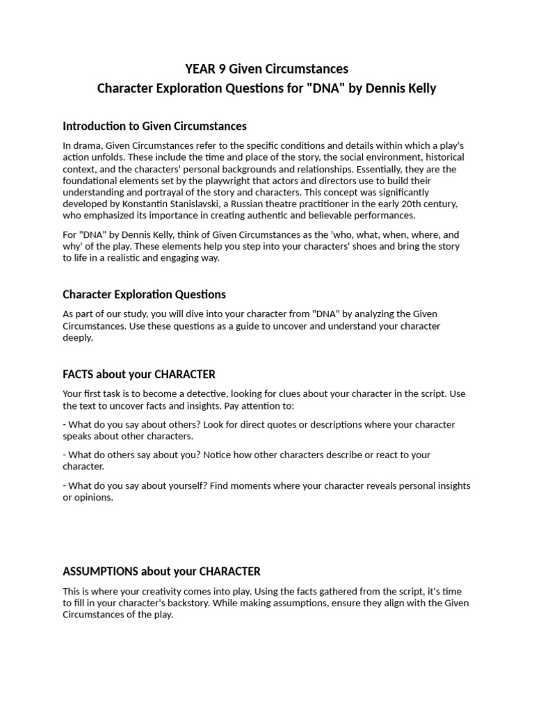 YEAR 9 Given Circumstances | PDF