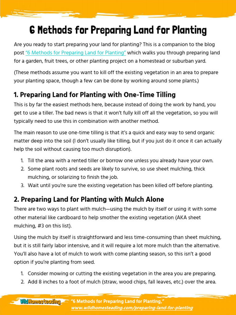 Preparing Land For Planting Cheat-Sheet | PDF