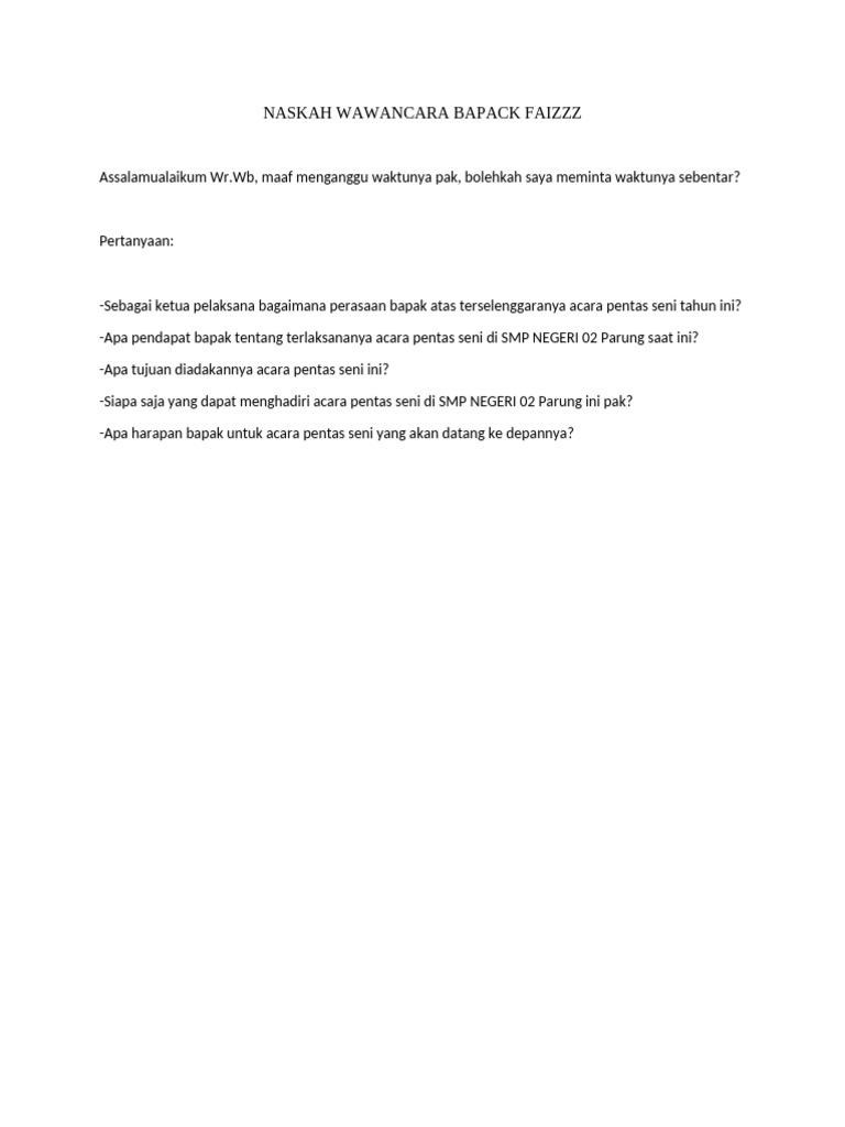 Wawancara Pak Faiz | PDF