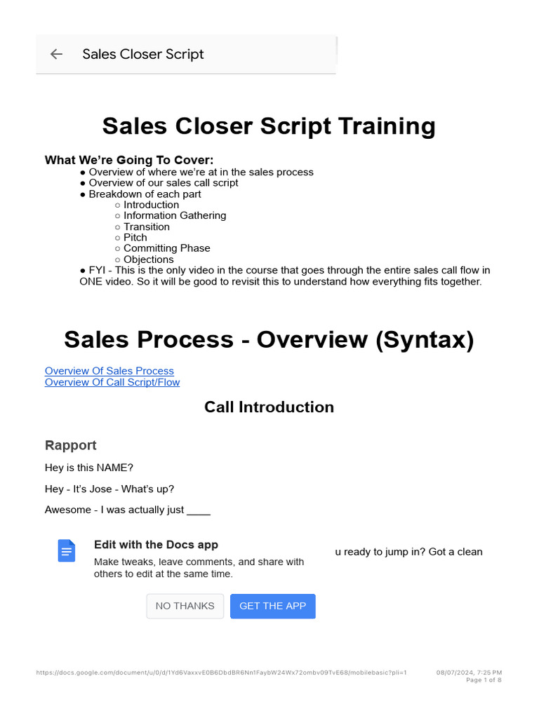 Sales Closer Script | PDF