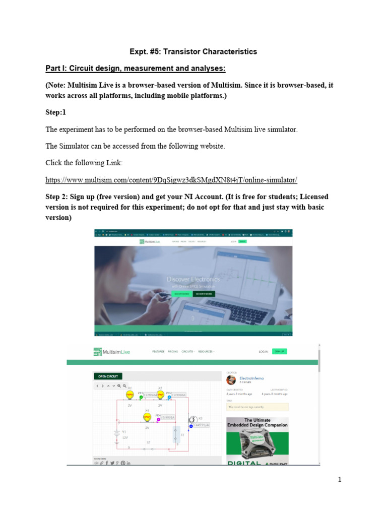 Expt 5-Transistor Characteristics-Instructions | PDF | Transistor ...