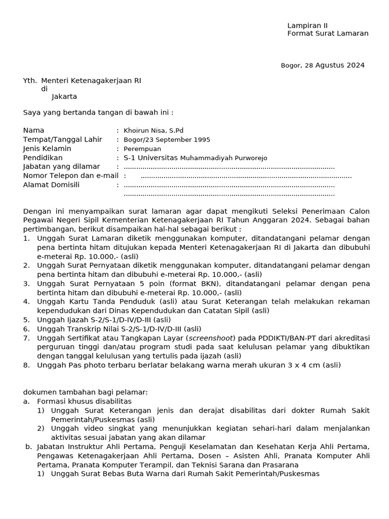 Format Surat Lamaran, Surat Pernyataan & Surat Pernyataan 5 Point | PDF Format Surat Lamaran, Surat Pernyataan & Surat Pernyataan 5 Point | PDF