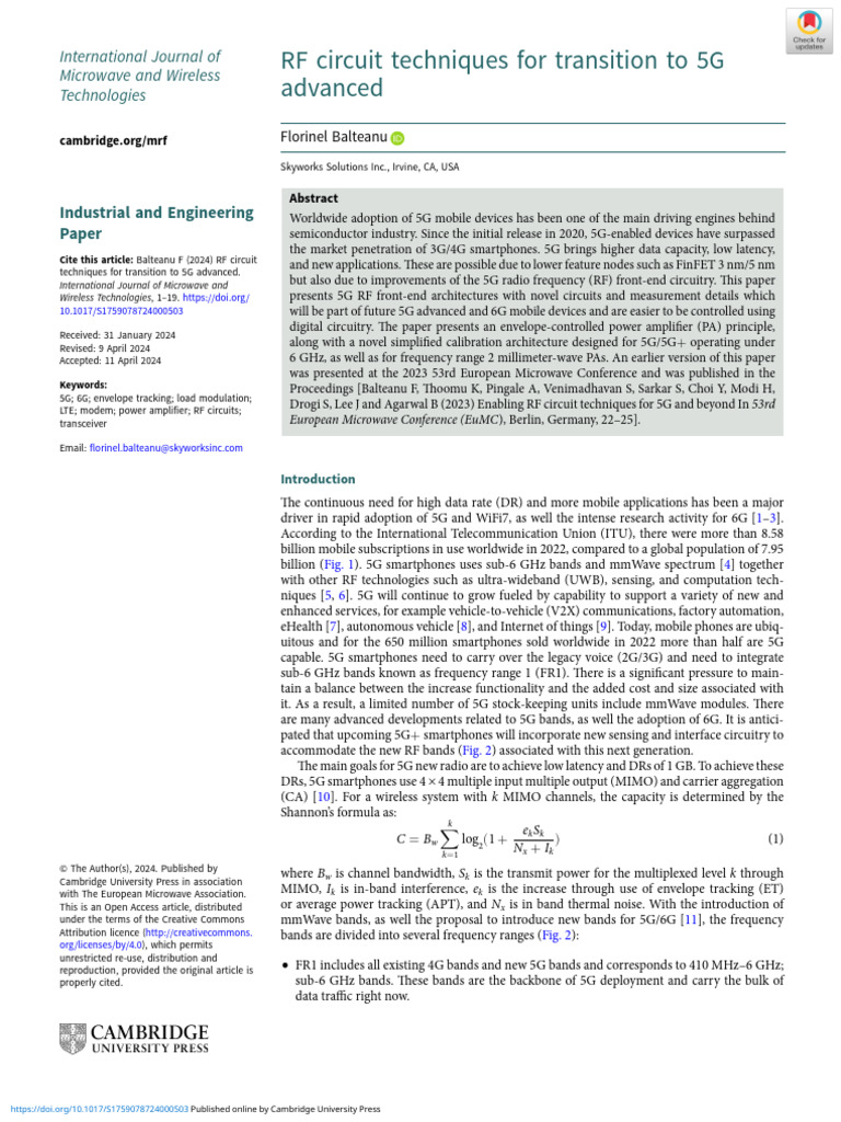 RF Circuit Techniques for 5G Transition | PDF | Antenna (Radio) | Amplifier