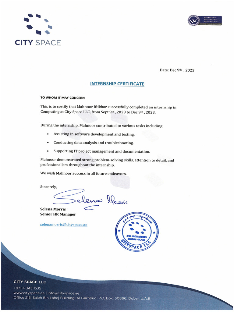 Intership Certificate1 | PDF
