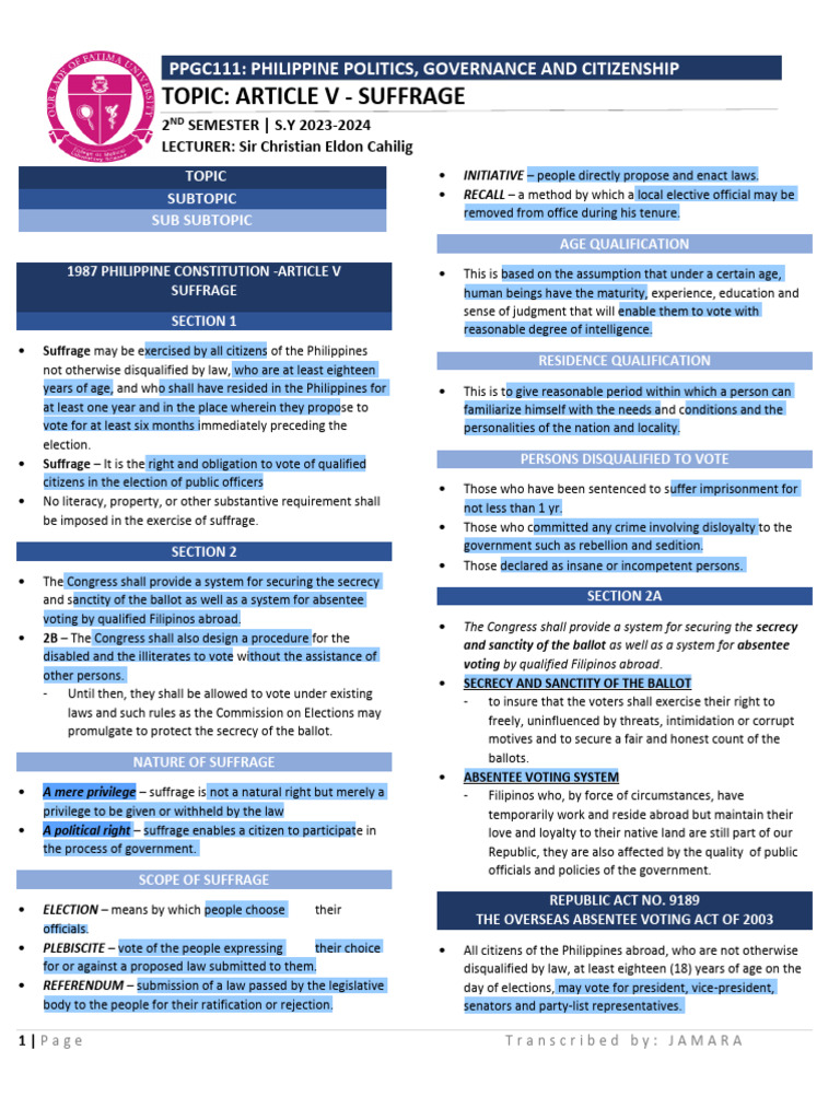 2 - Article V - Suffrage | PDF