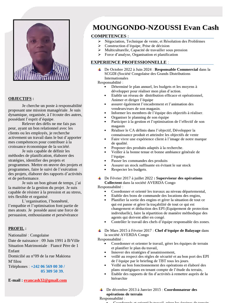 CV de EVAN Management | PDF