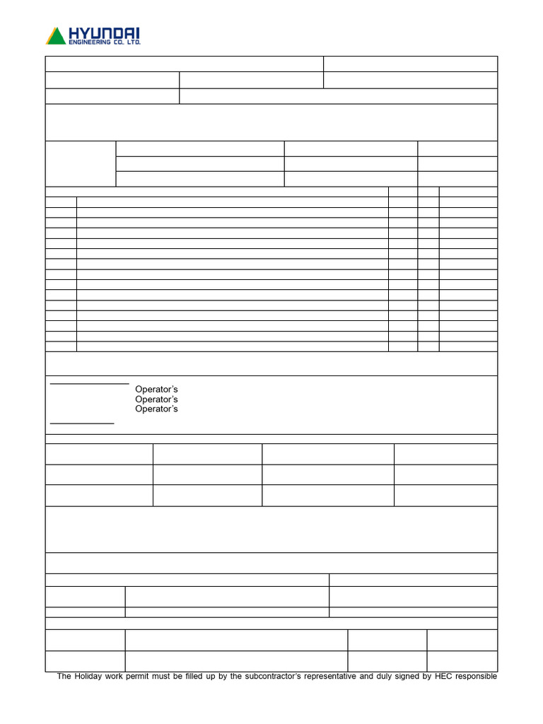 Holiday Work Permit REV.002 | PDF