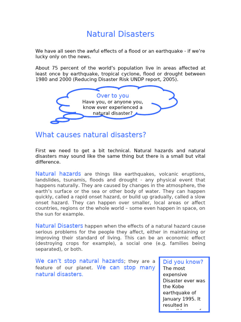 Natural Hazards and Disasters - Reading | PDF