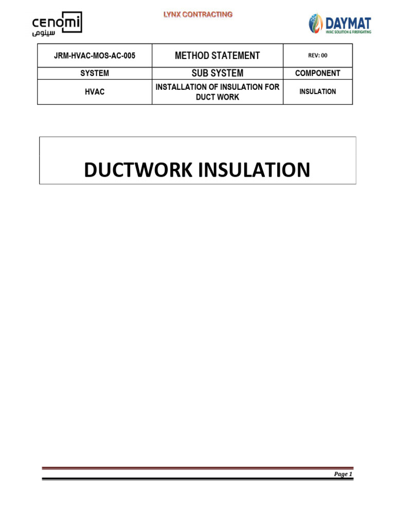 Mos For Duct Insulation Work | PDF