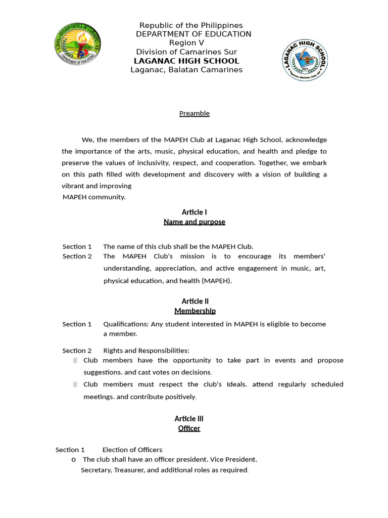 MAPEH Club - CBL | PDF