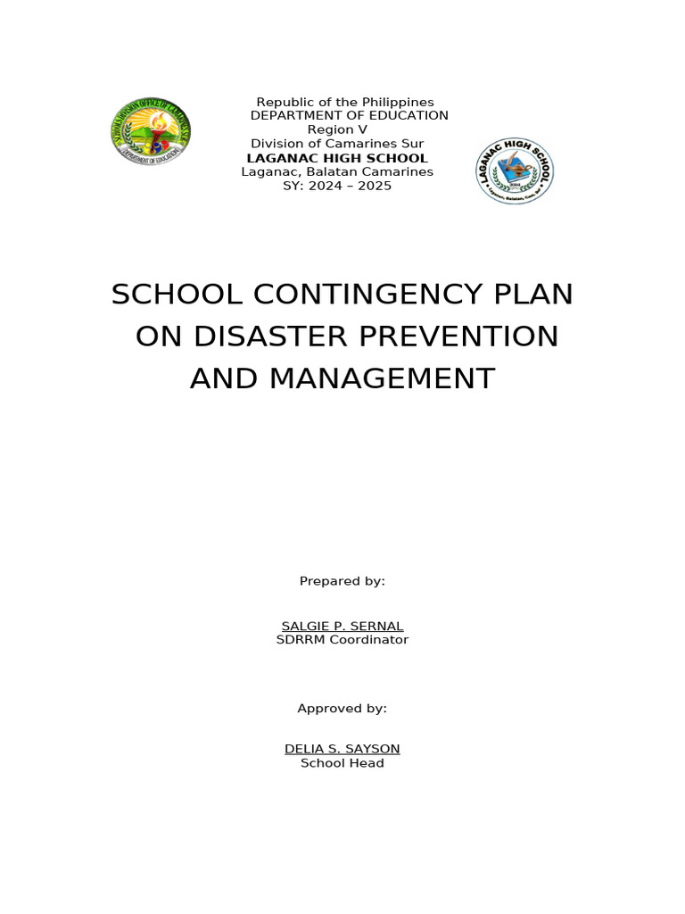 Laganac High School-Contingency-Plan | PDF