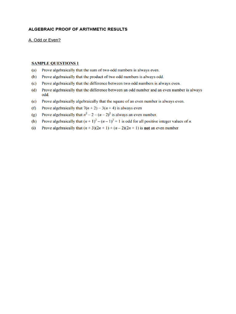 Algebraic Proof | PDF
