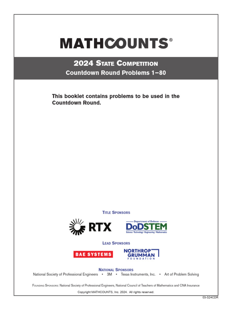 2024 State Competition Countdown Round | PDF