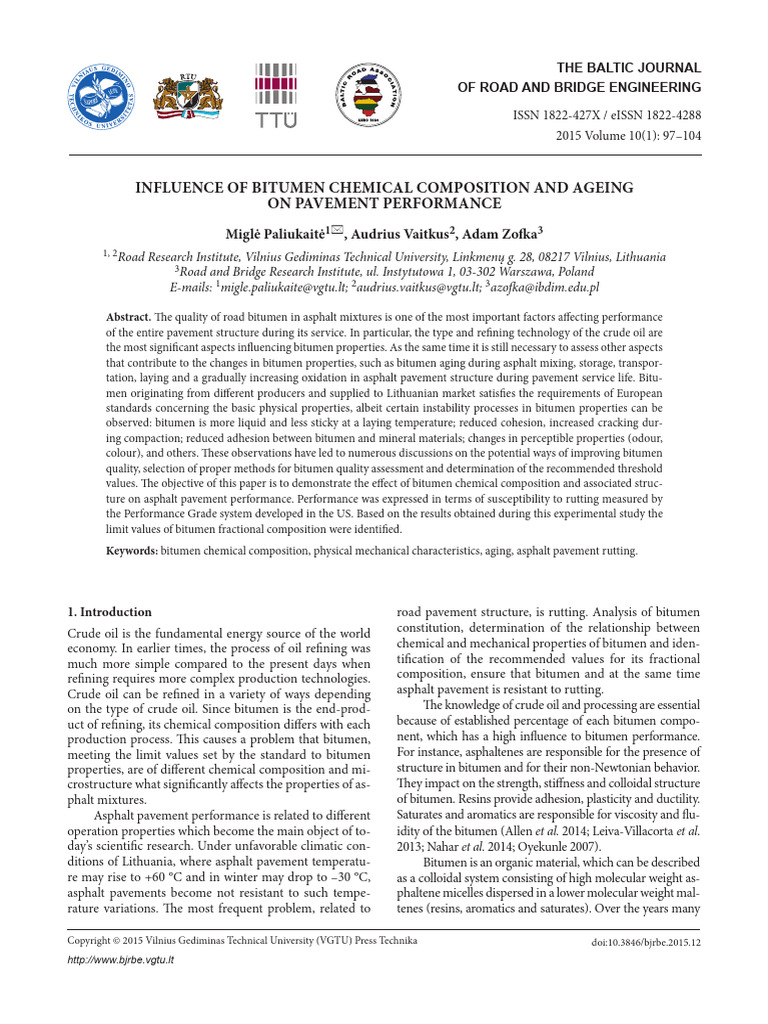 Influence of Bitumen Chemical Composition and Agei | PDF