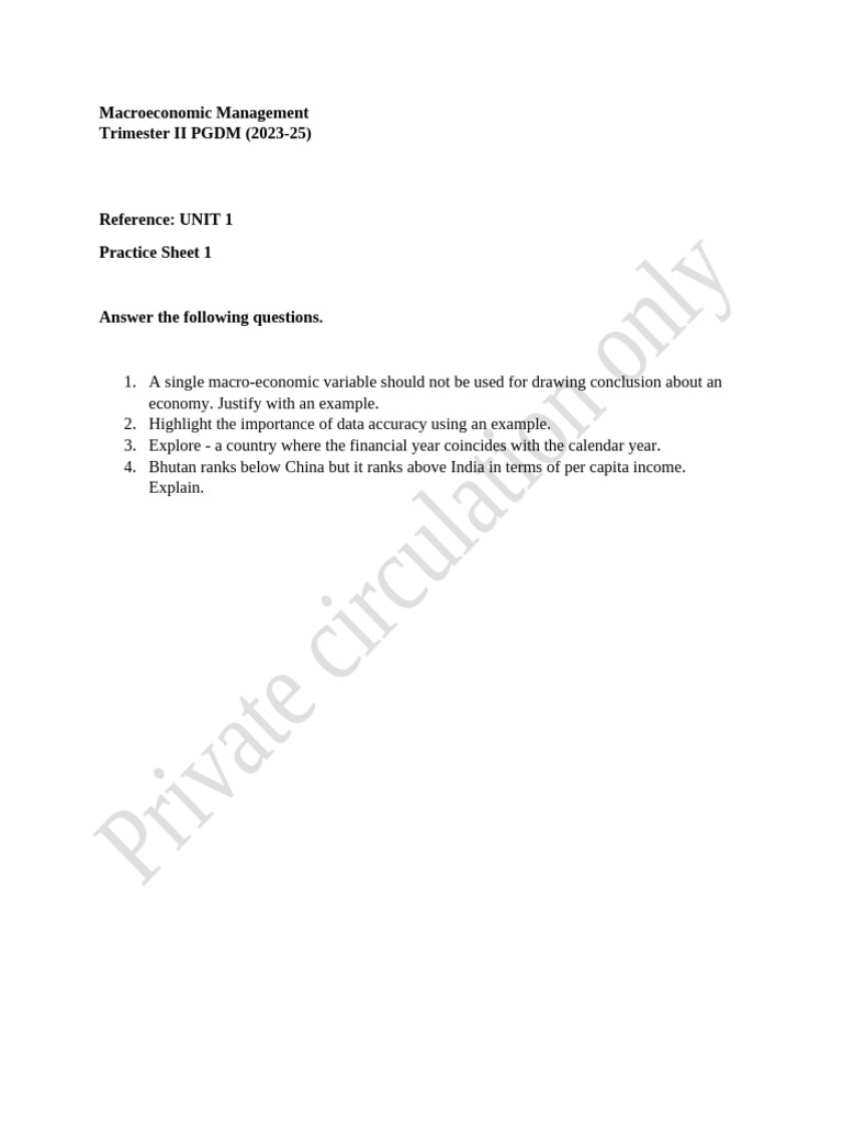 Practice Sheet 1 | PDF