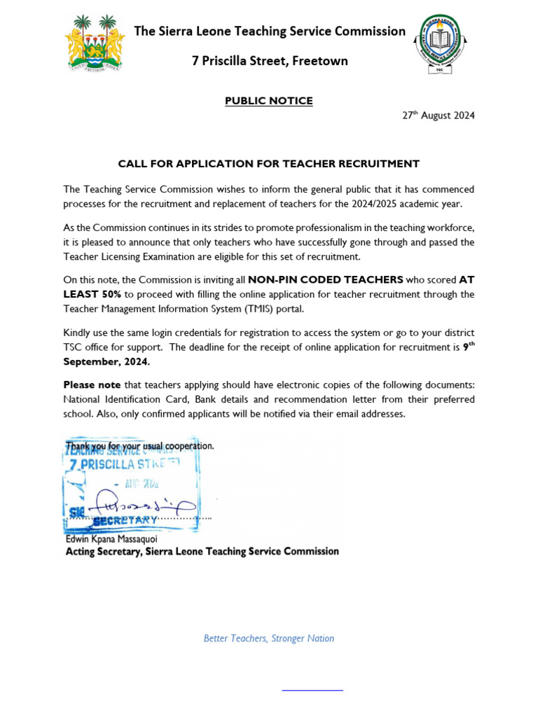 Public Notice - Teacher Recruitment Aug2024 | PDF