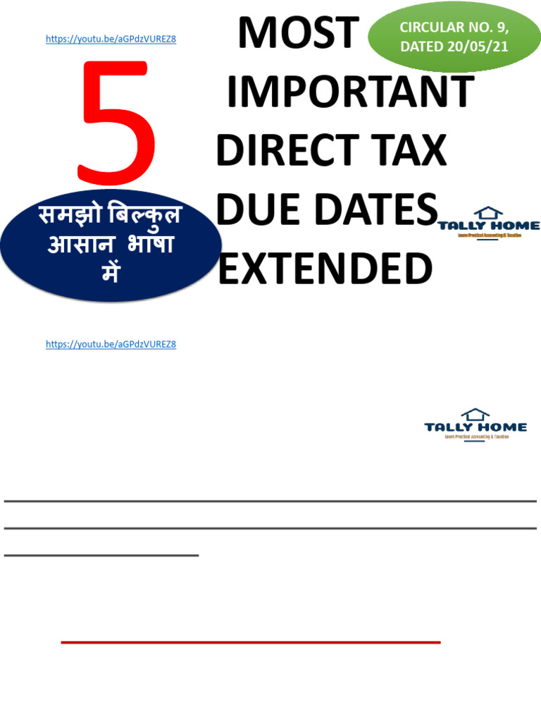 Direct Taxes Due Date Extended Fy 20-21 | PDF