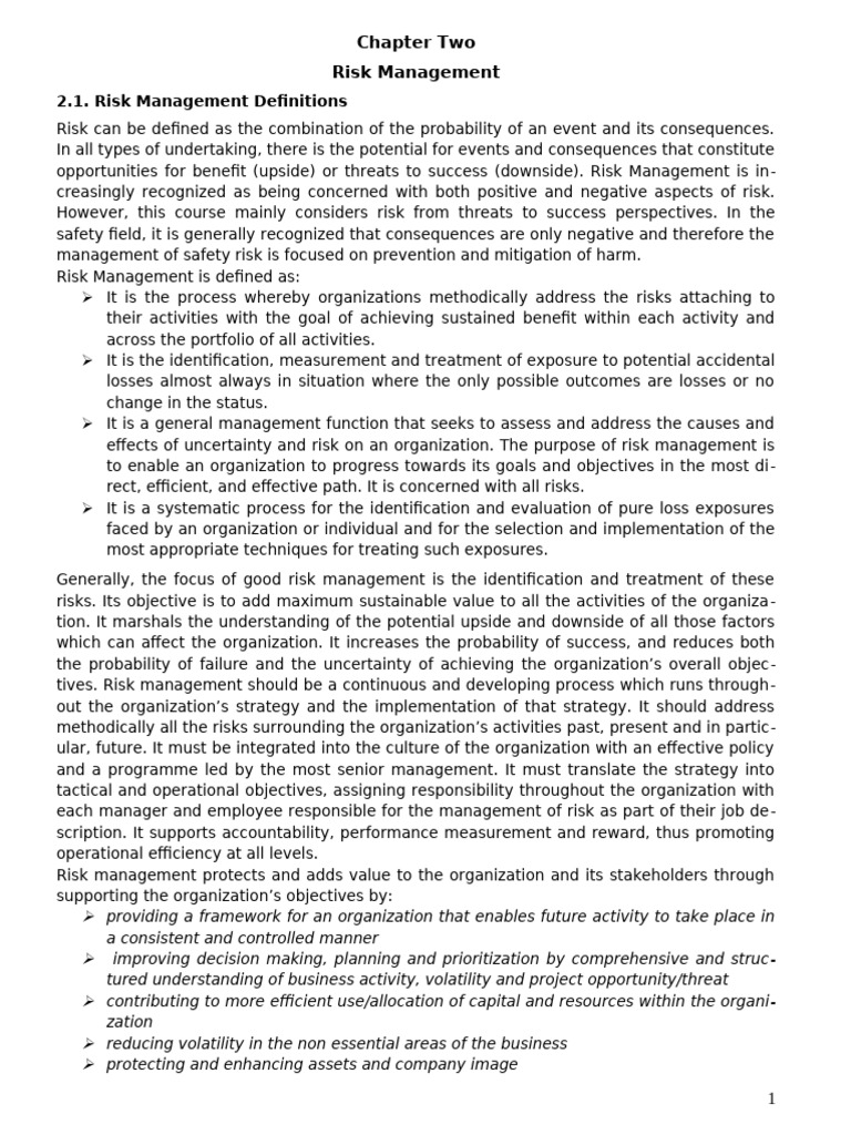 Chapter 2 Risk Management Edited | PDF