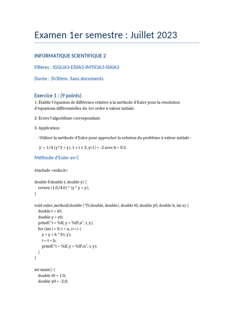 Examen Informatique Scientifique | PDF